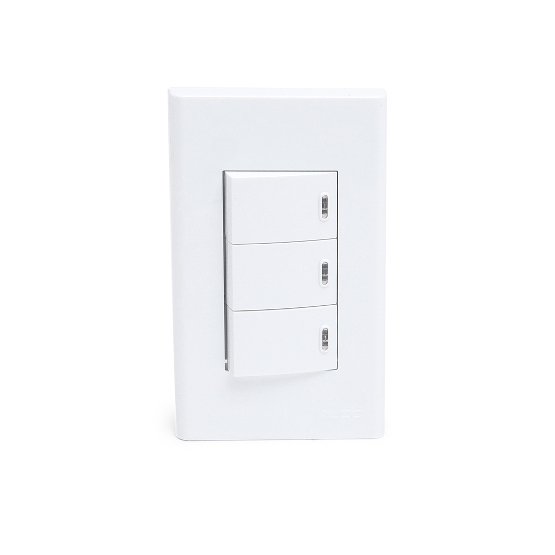 Wide Series 3 Gang 1 Way Switch with LED Set - CMA