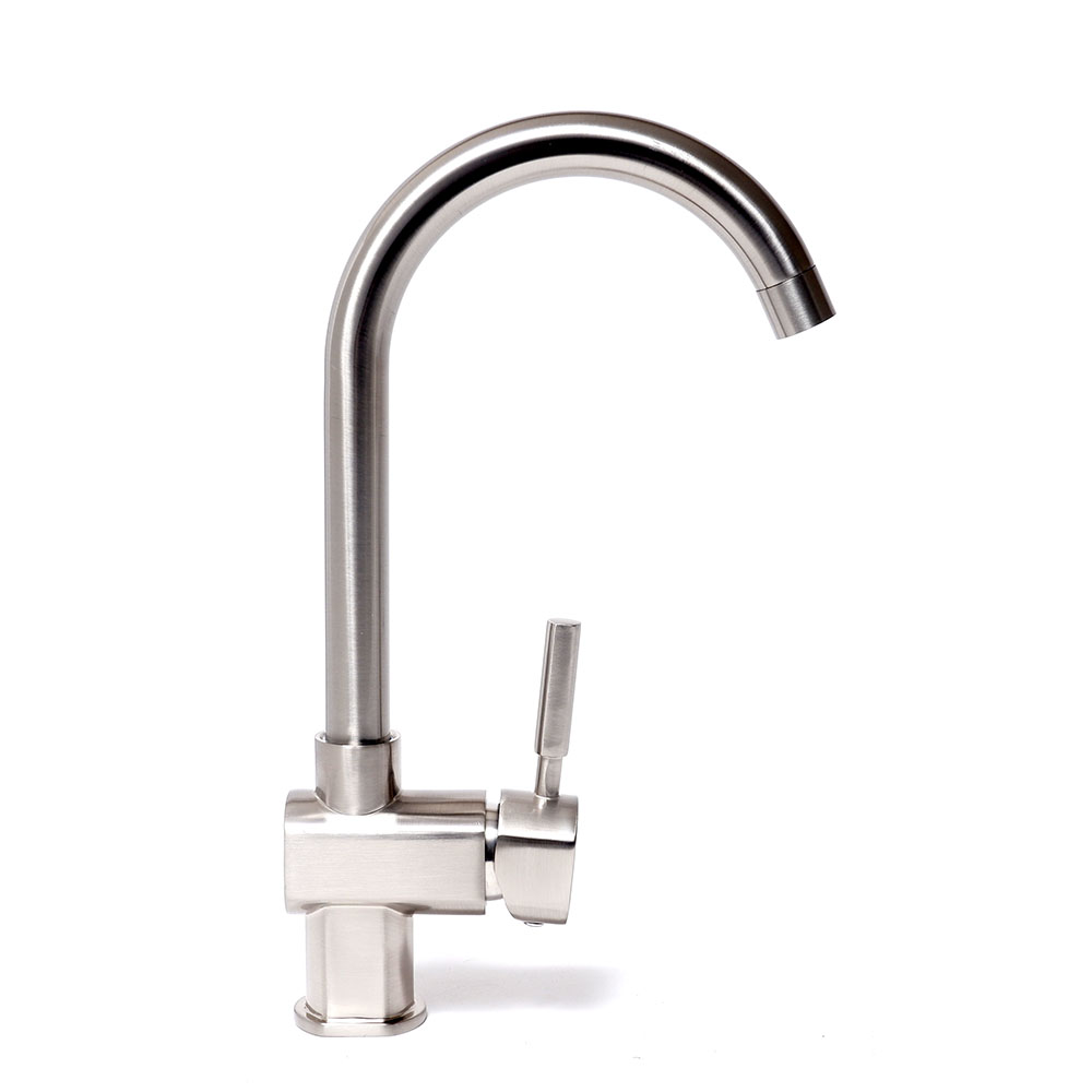Gooseneck Kitchen Hot And Cold Mixer Nickel Finish Faucet - CMA