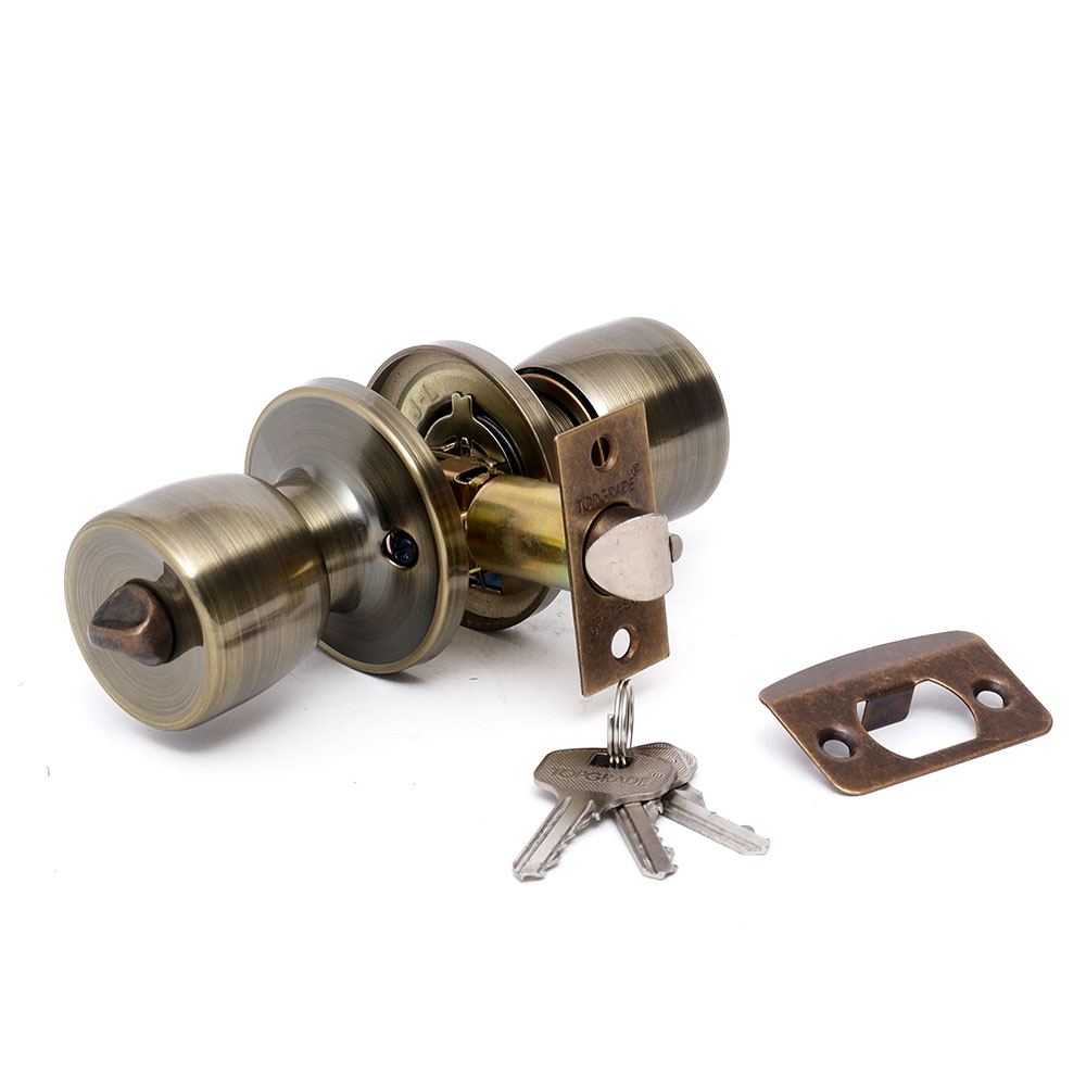 Tubular Knob Lockset Antique Brass - CMA