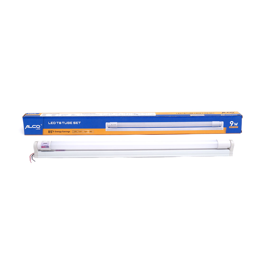 LED T8 Tube & Box Type Set - Single Ended 9W Daylight - CMA